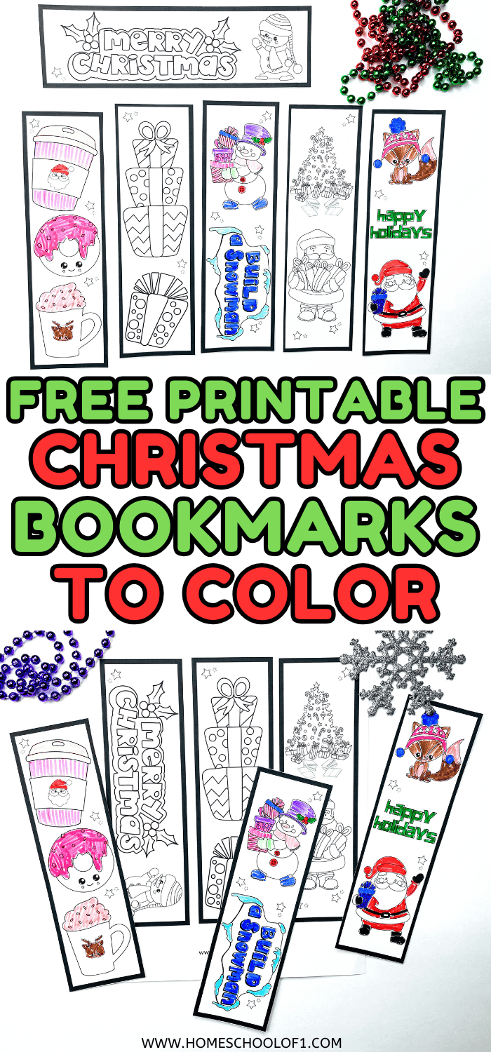 Free Printable Christmas Bookmarks to Color for Kids