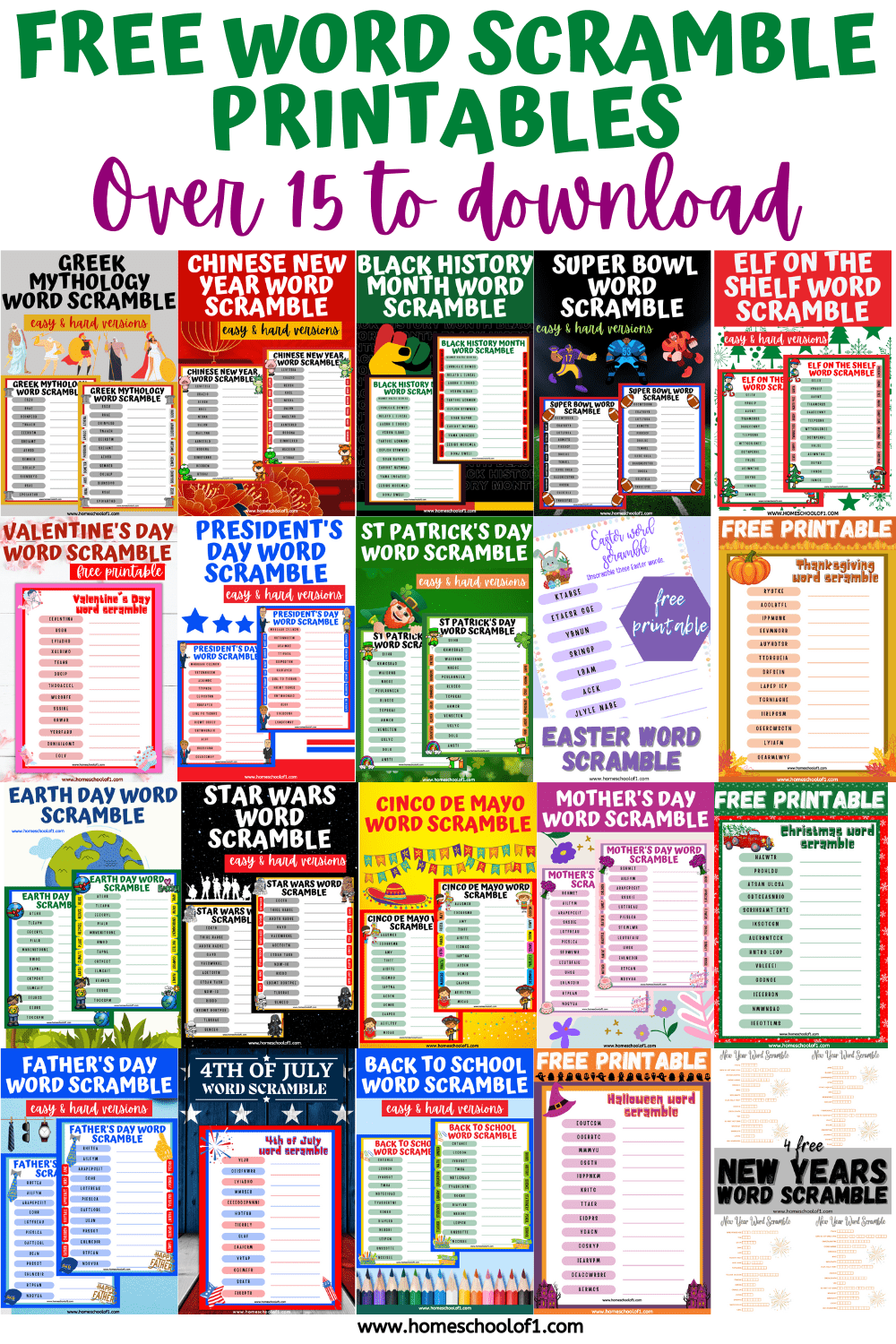 Free Word Scramble Printables for Kids and Adults (With Answers)