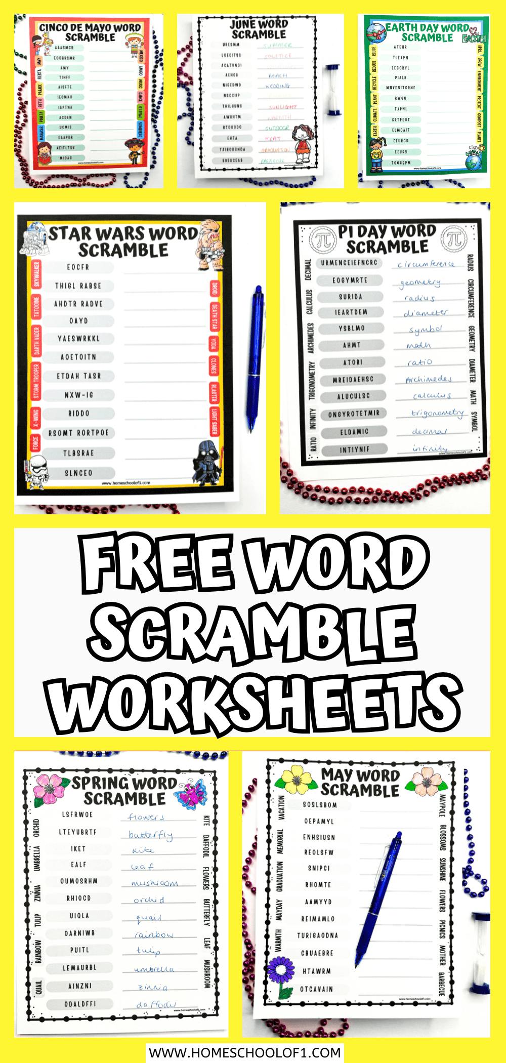 Free Word Scramble Printables for Kids and Adults (With Answers)