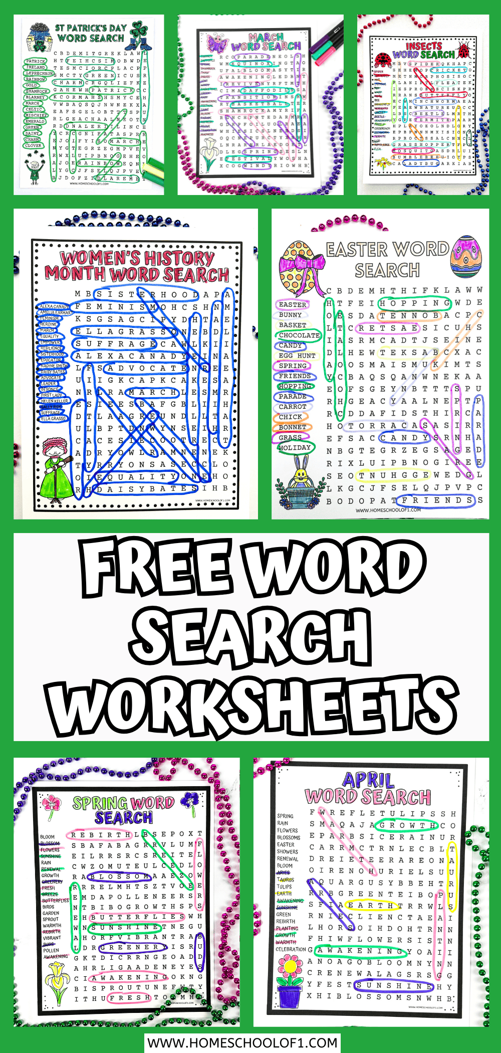 Free Printable Word Searches for Kids by Theme & Season