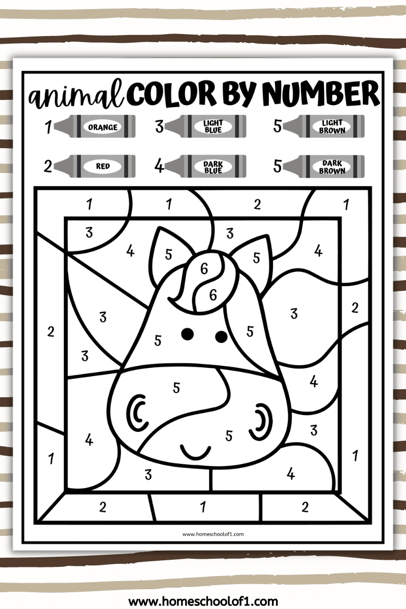 Animal Color by Number Printable (9 free worksheets)