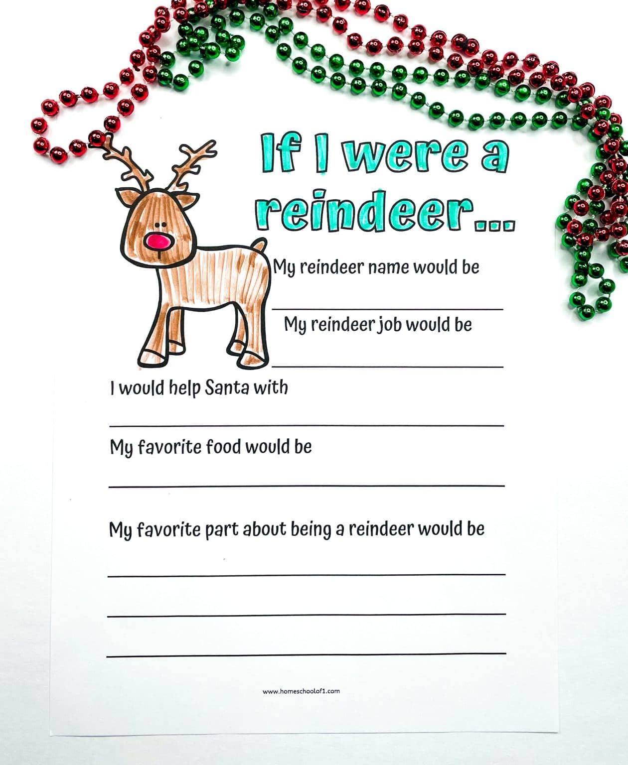 Free If I Were A Reindeer Writing Prompt