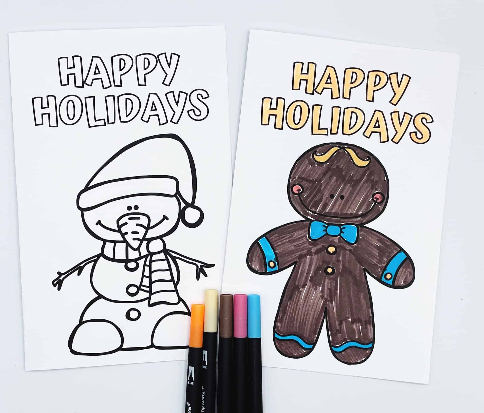 Free Christmas Coloring Cards for Kids