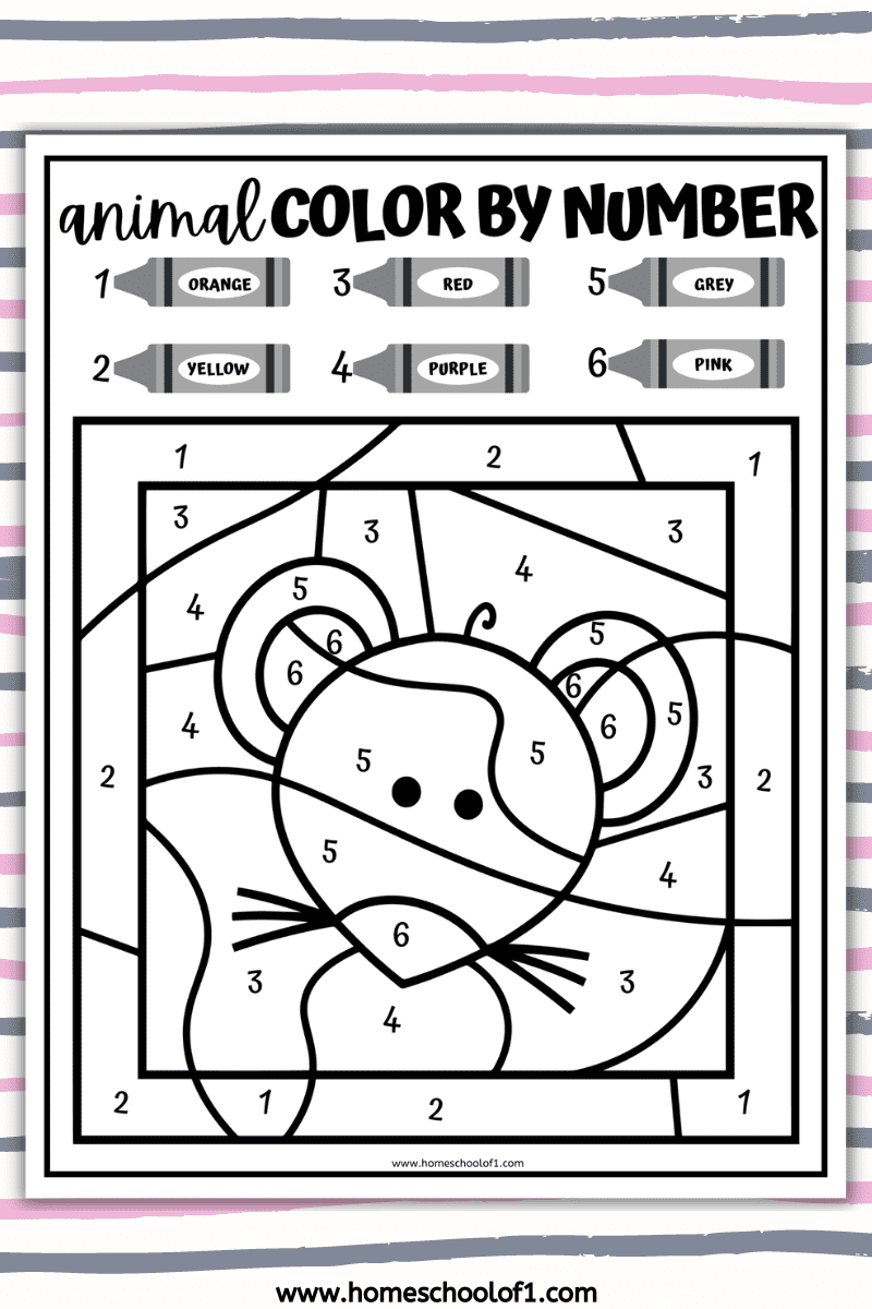 Animal Color by Number Printable (9 free worksheets)
