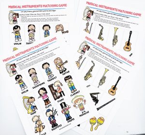 Free Musical Instrument Matching Game Printable