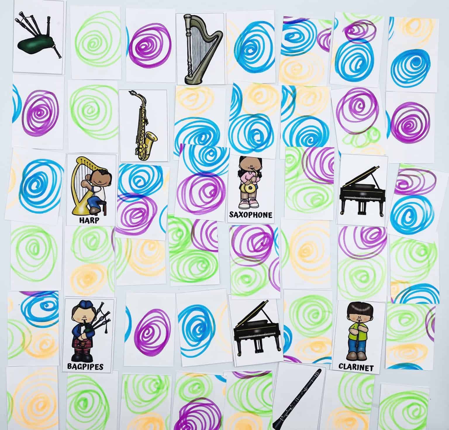Free Musical Instrument Matching Game Printable