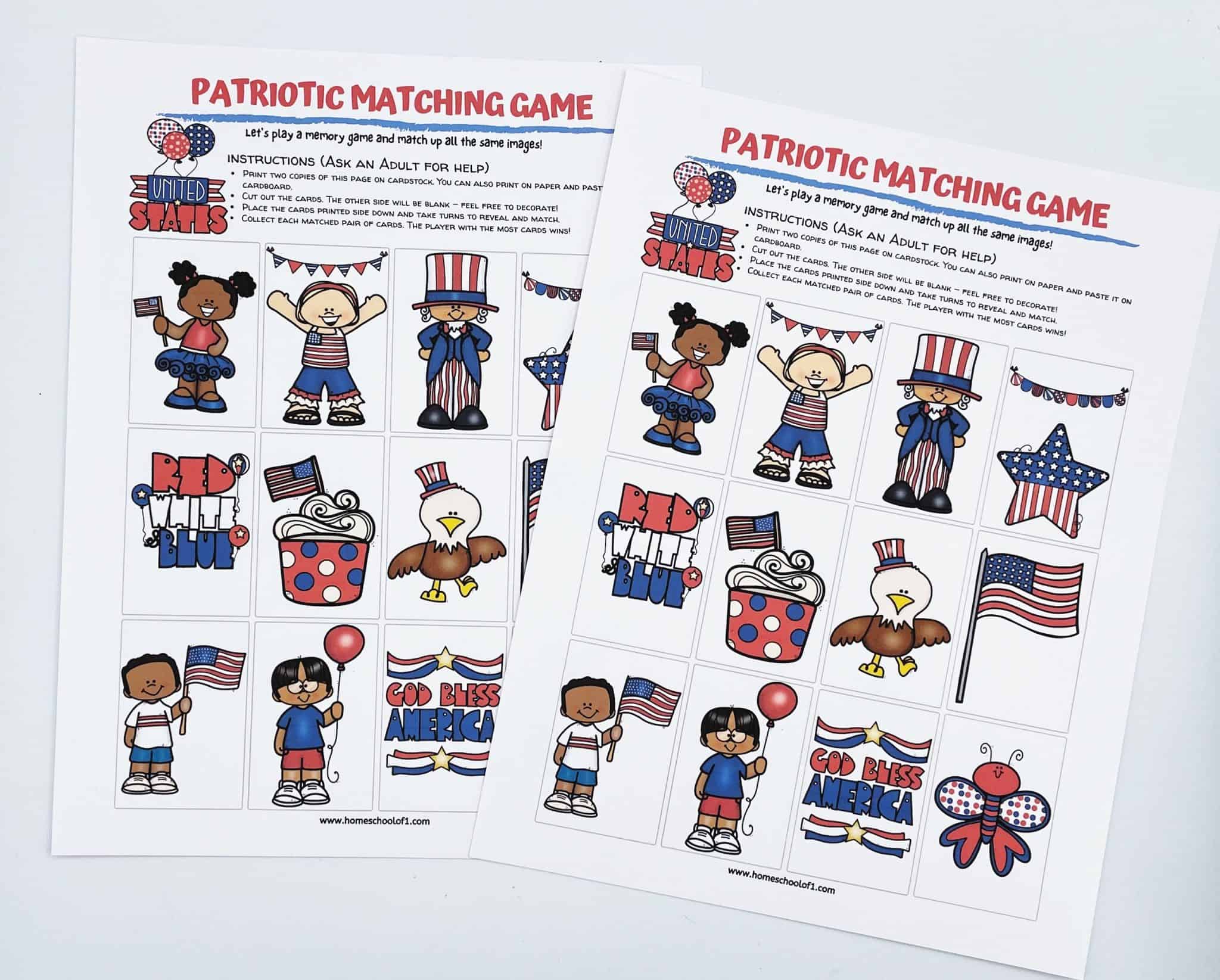 Free Printable 4th of July Memory Game for Kids