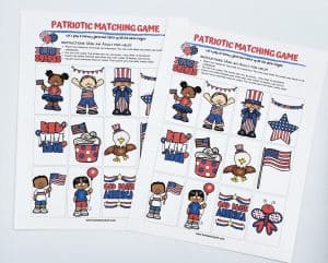4th of July Memory Game Patriotic Fun (Free Printable)