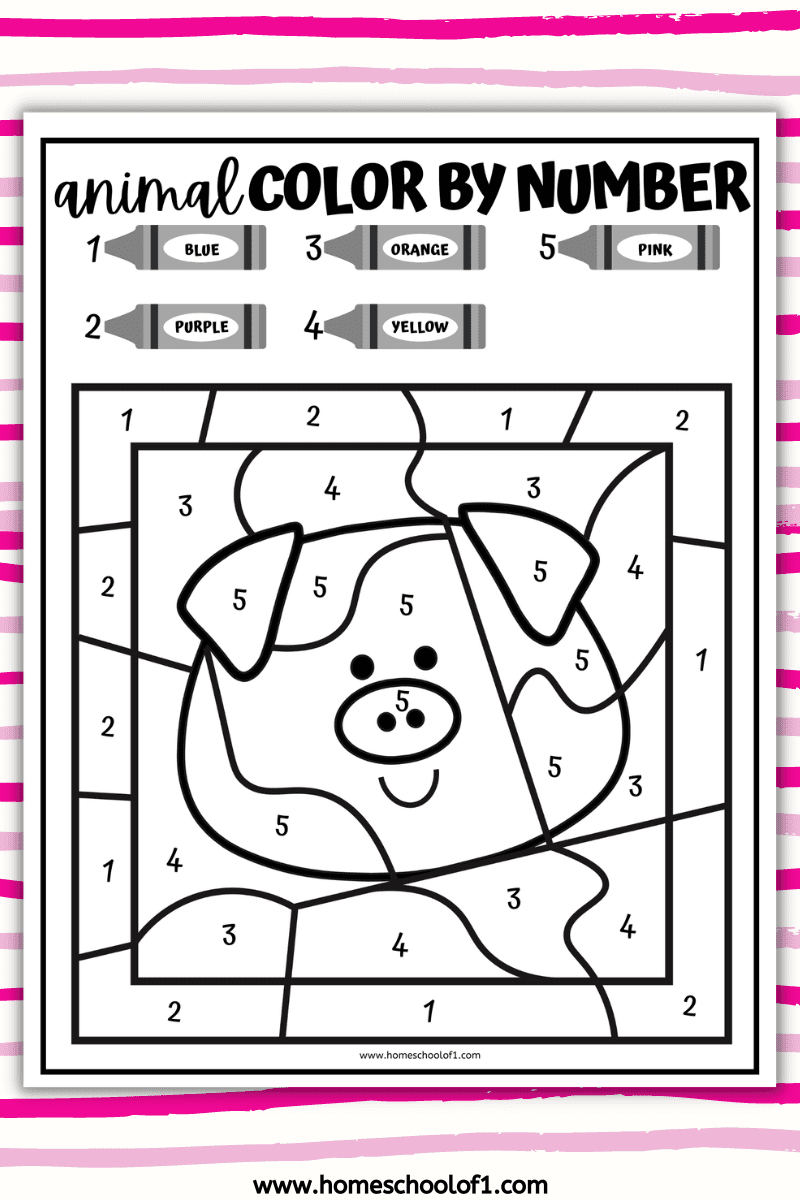Animal Color by Number Printable (9 free worksheets)