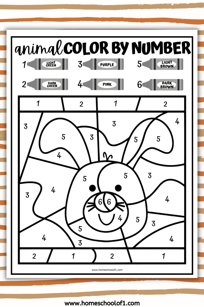Animal Color by Number Printable (9 free worksheets)