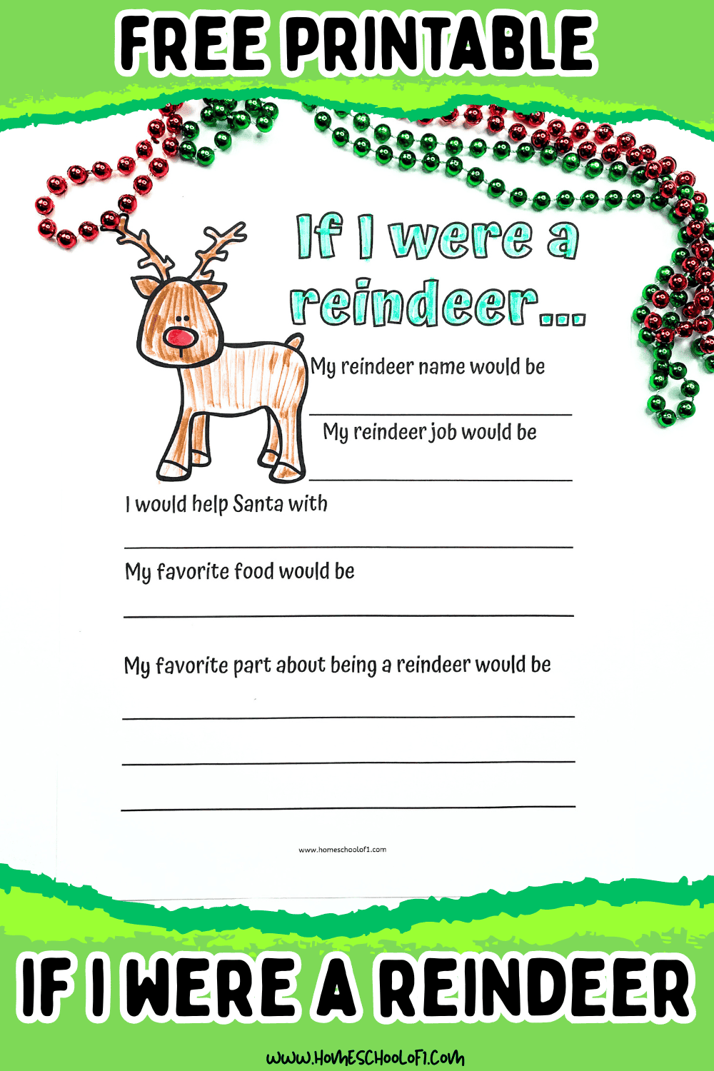 Free If I Were A Reindeer Writing Prompt