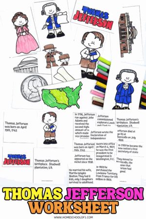 Thomas Jefferson Worksheet and Timeline Activity for Kids