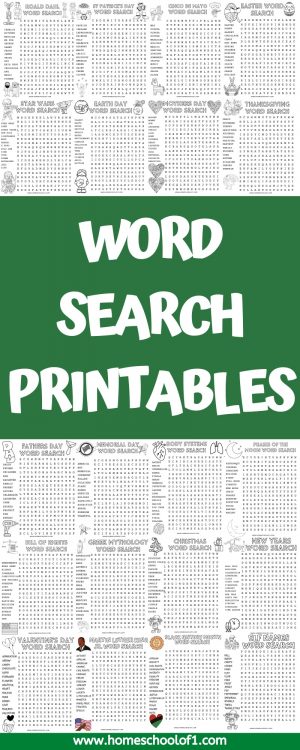 25 Free Word Search Printables - Homeschool of 1