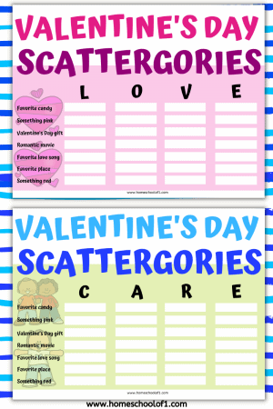 Valentine's Day Scattergories (4 free boards) - Homeschool of 1
