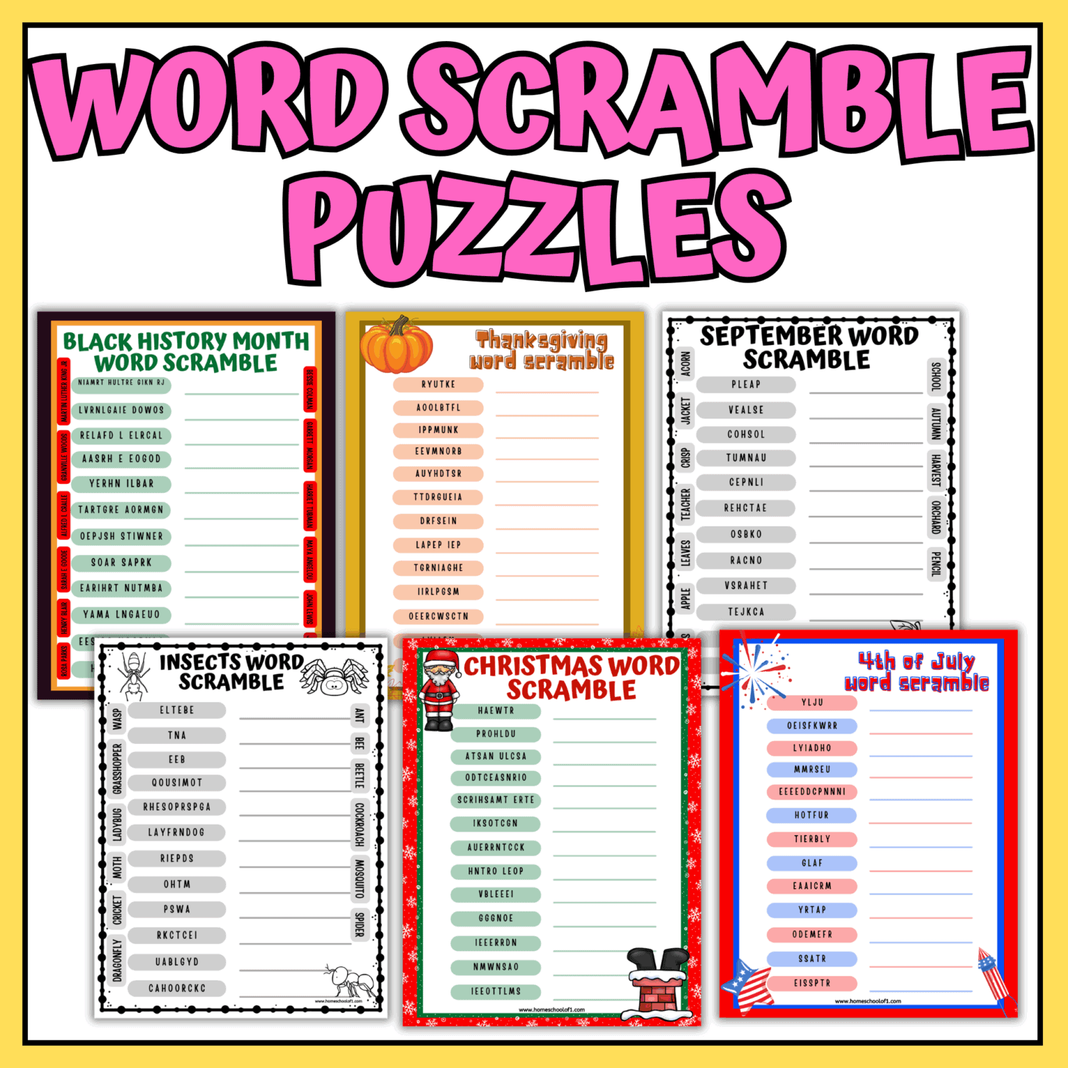 Free Word Scramble Printables for Kids and Adults (With Answers)