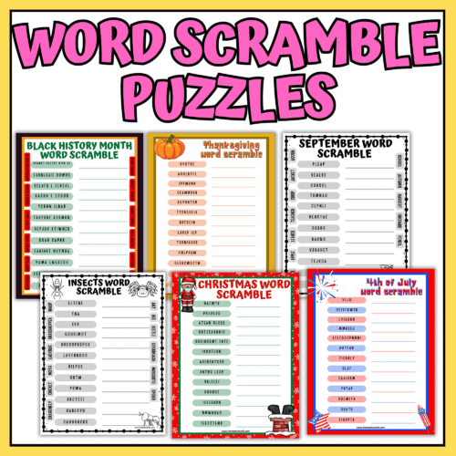 Free November Word Scramble Printable