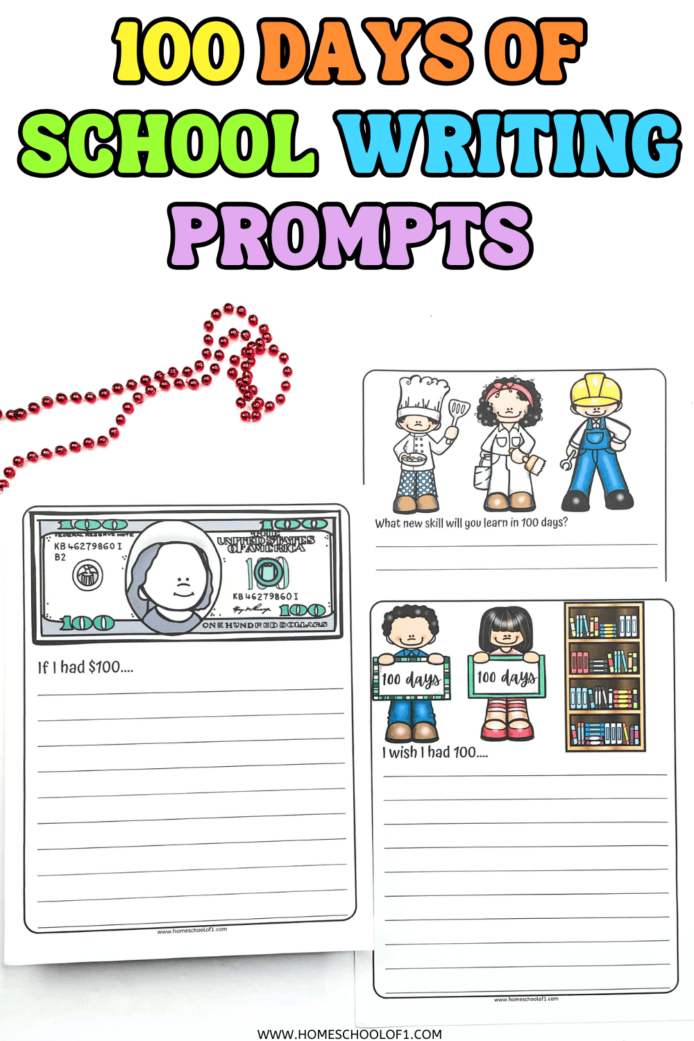 Free 100th Day of School Writing Prompt Printables