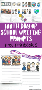 Free 100th Day of School Writing Prompt Printables
