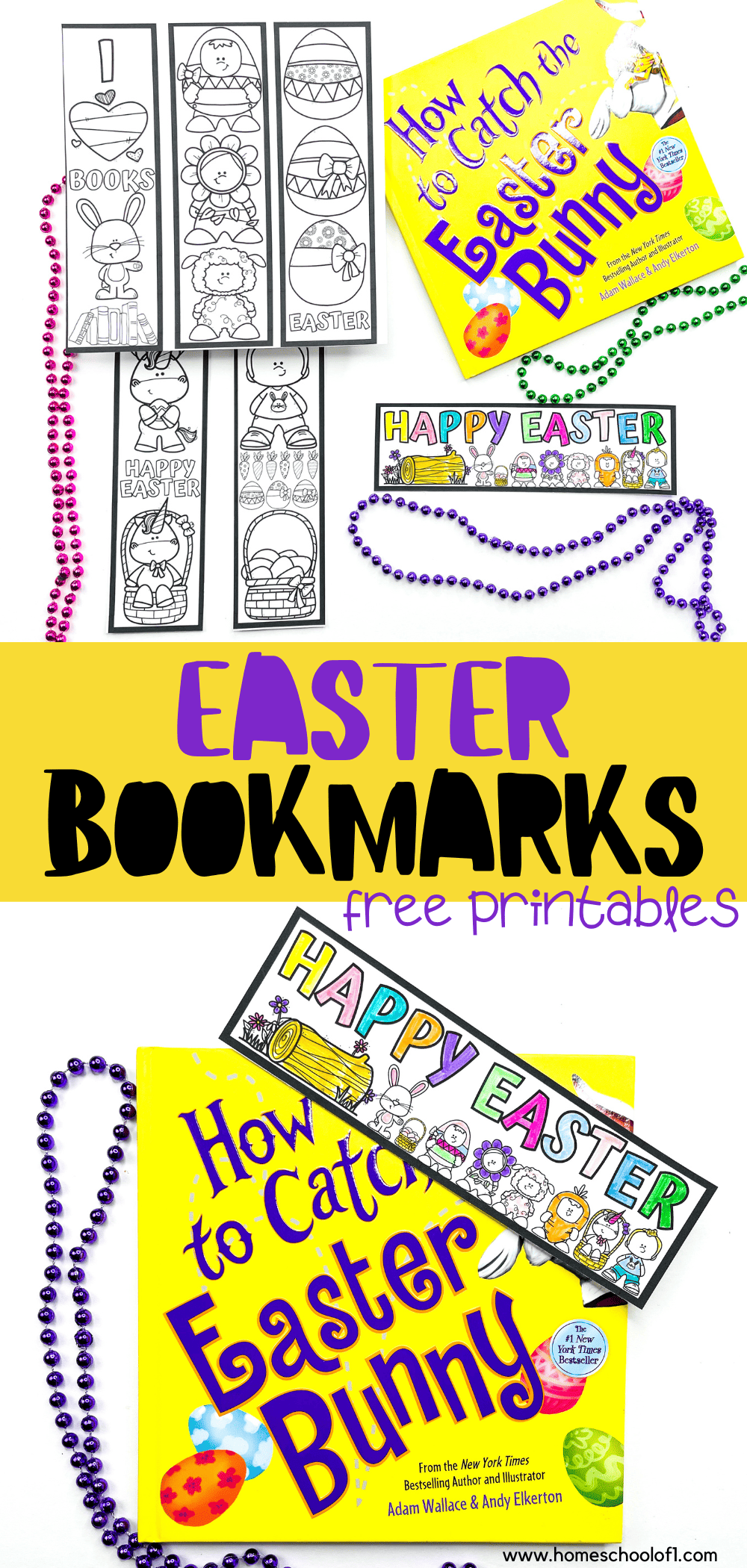 6 Free Printable Easter Bookmarks to Color