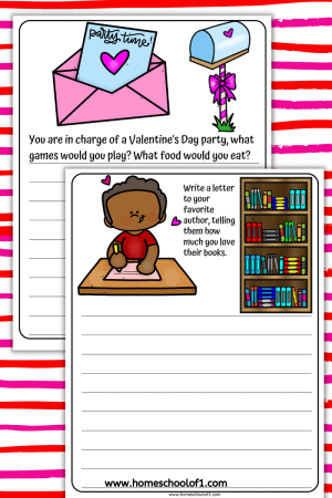 Valentine's Day Writing Prompts (11 free worksheets)
