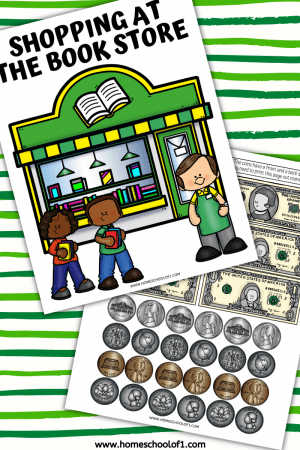 Shopping Worksheets: Role Play at the Bookstore (free printables)