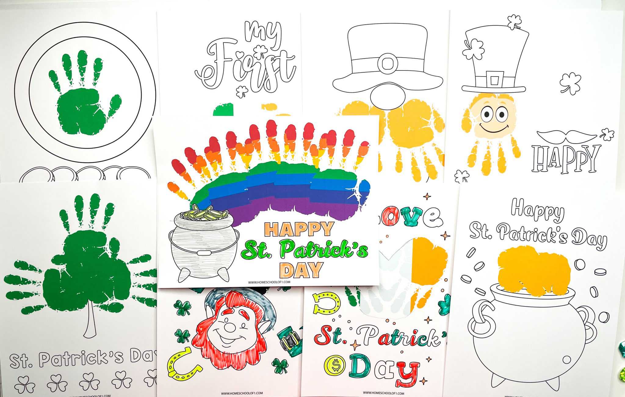 St Patrick’s Day Handprint Art (10 Free Printables)