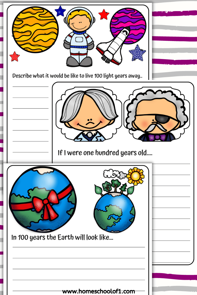 100th Day of School Writing Prompts (free printables)