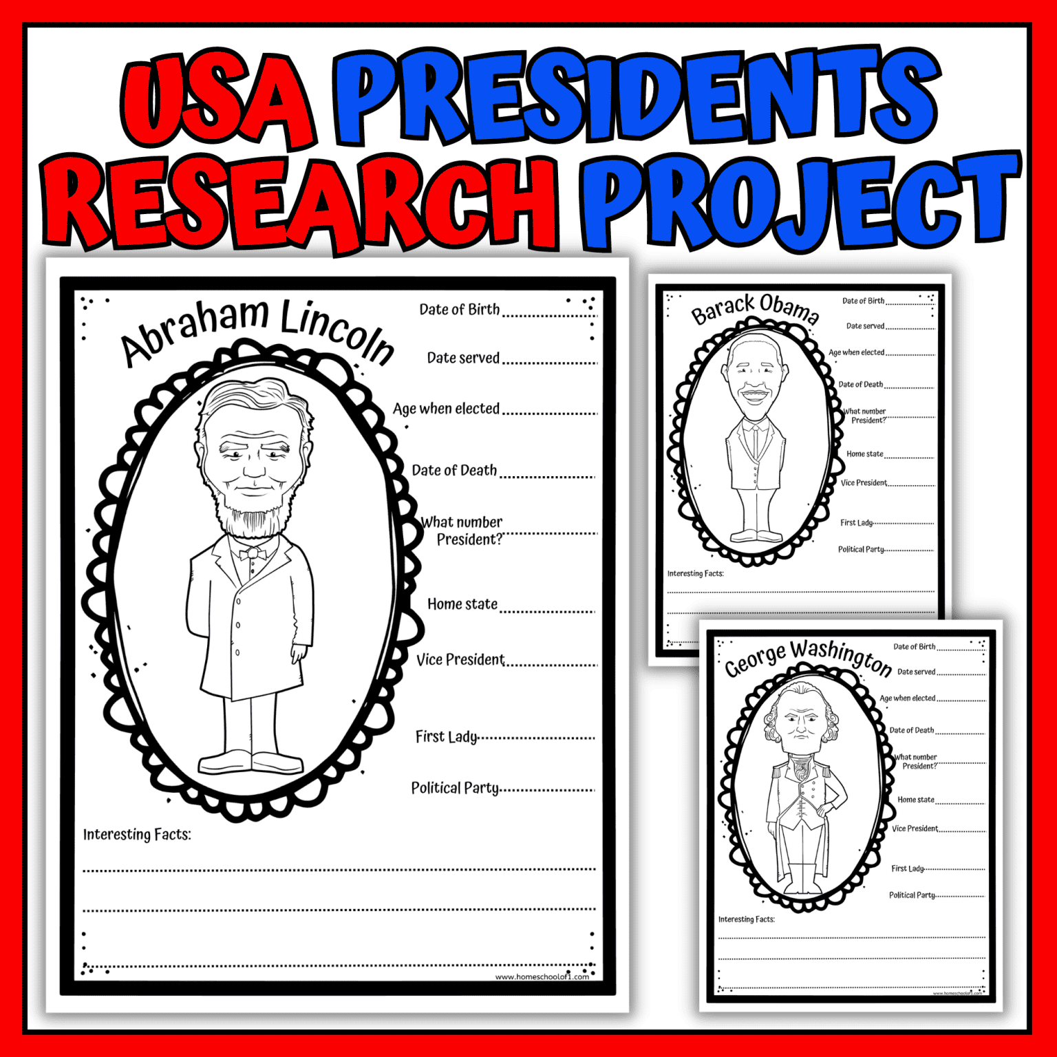 Free Presidents Matching Game Printable