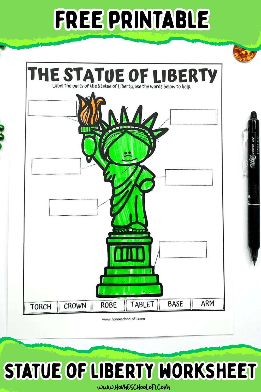 Free Statue of Liberty Worksheets for Kids