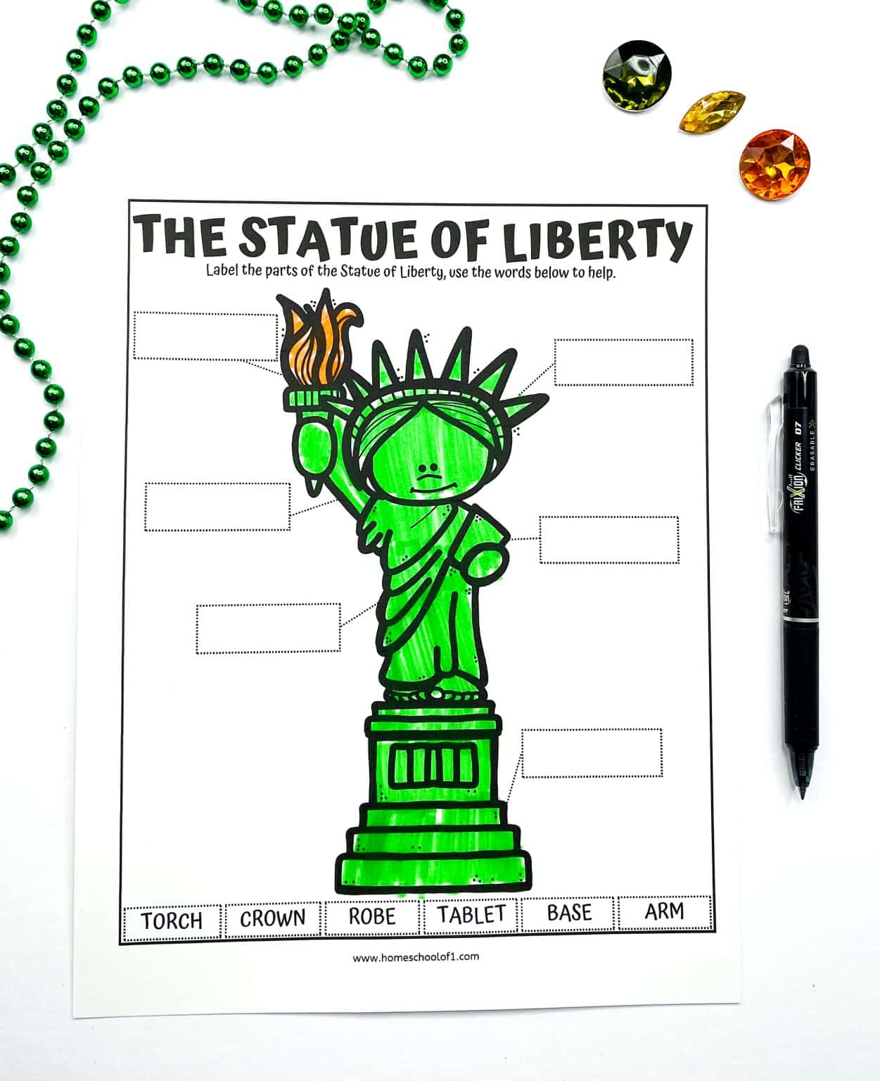 Free Statue of Liberty Worksheets for Kids