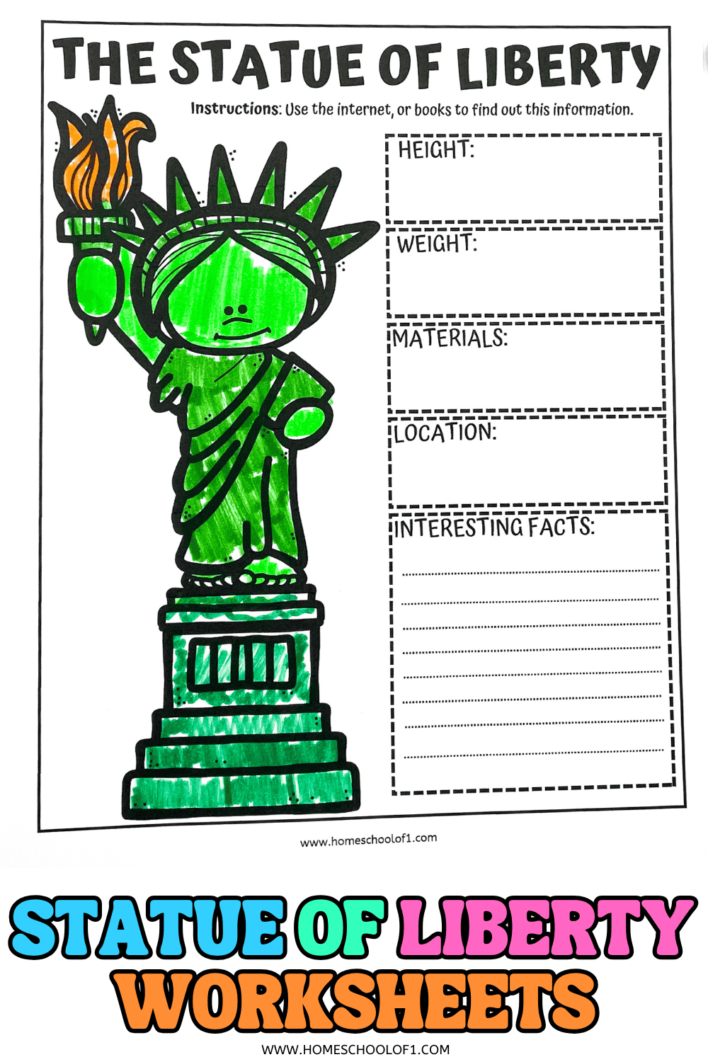 Free Statue of Liberty Worksheets for Kids