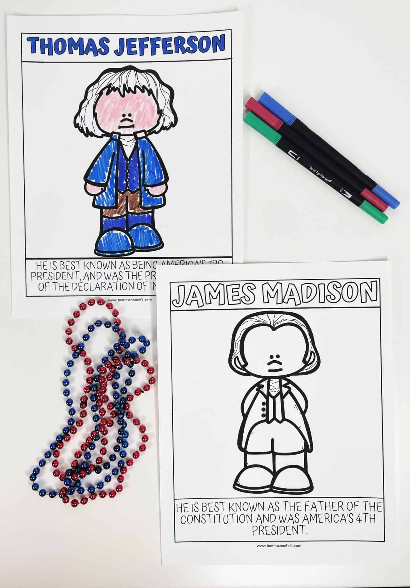 Free Founding Fathers Coloring Page for Kids