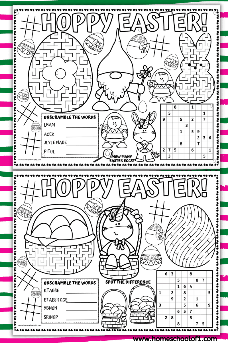 Free Printable Easter Placemats for Kids