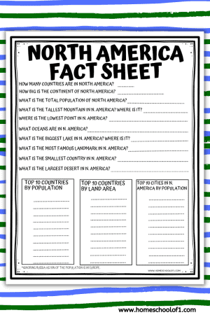 7 North America Worksheets (free) - Homeschool of 1