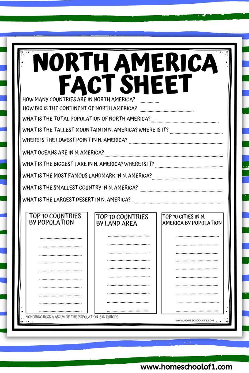 7 North America Worksheets (free) - Homeschool of 1