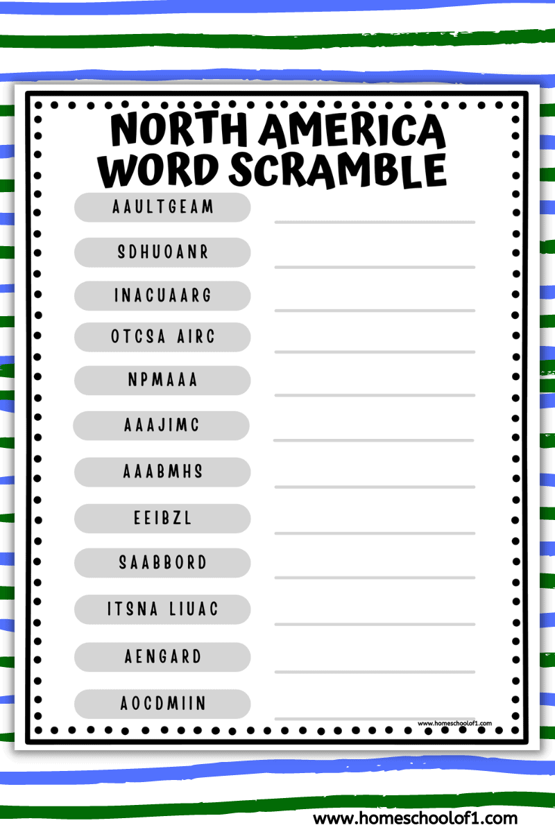 7 North America Worksheets (free) - Homeschool of 1