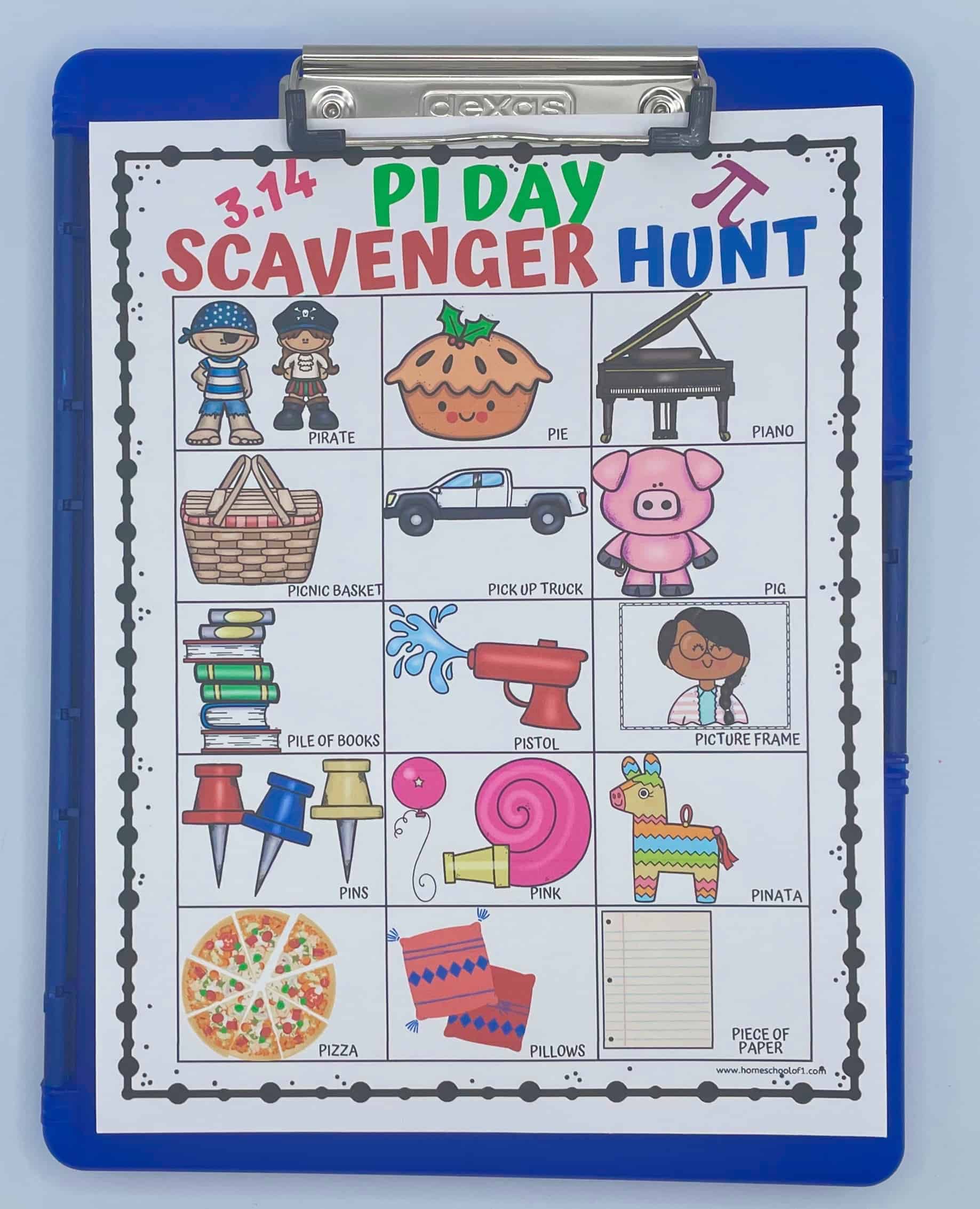 Free Pi Day Scavenger Hunt Printable