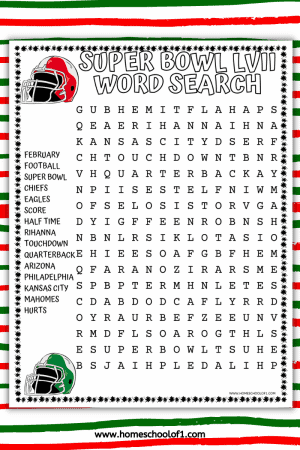 Super Bowl LVII Word Search (free printable) - Homeschool of 1