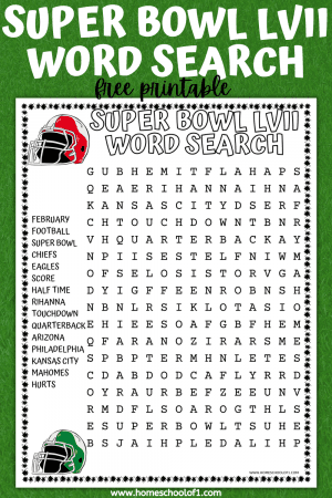 Super Bowl LVII Word Search (free printable) - Homeschool of 1