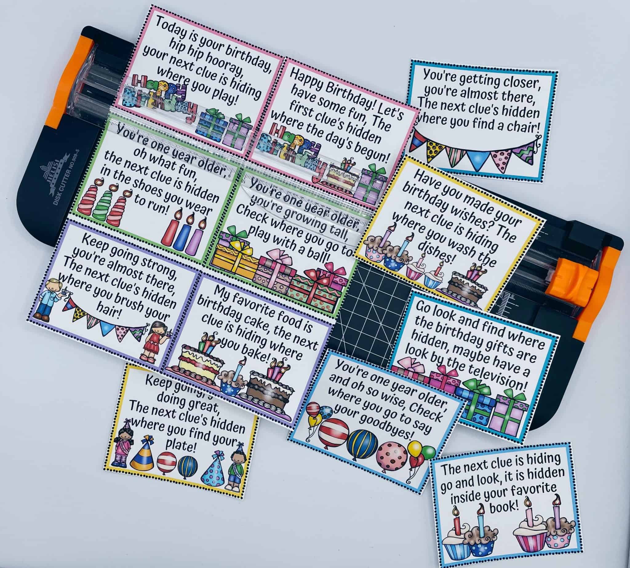 Free Birthday Scavenger Hunt Clues for Kids (Printable Rhyming Riddles)