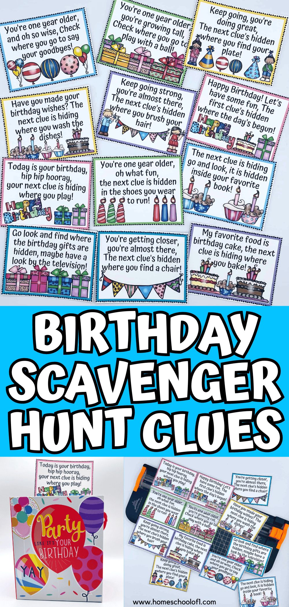 Free Birthday Scavenger Hunt Clues for Kids (Printable Rhyming Riddles)