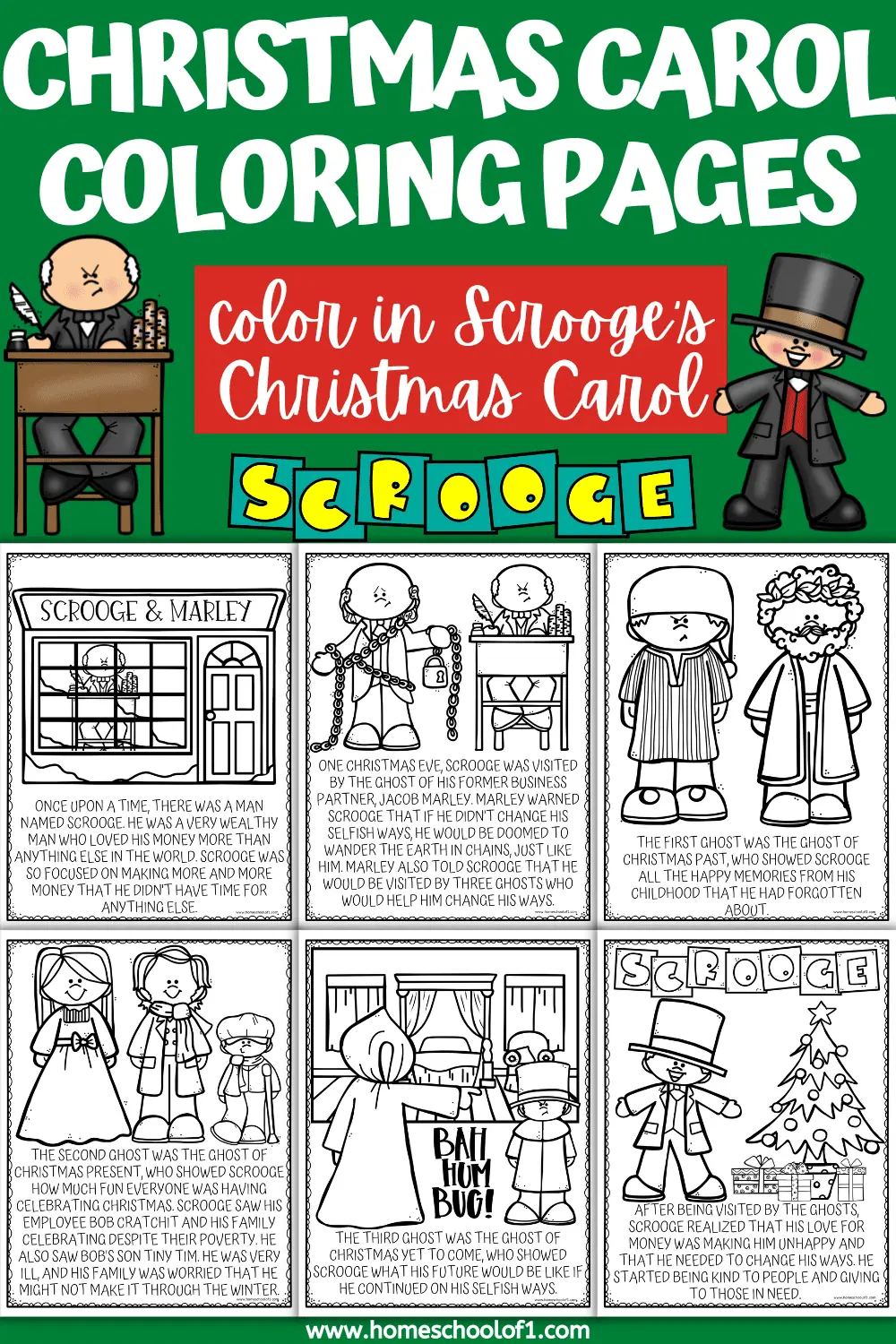 Christmas Carol Coloring Pages & A Story of Redemption (free)