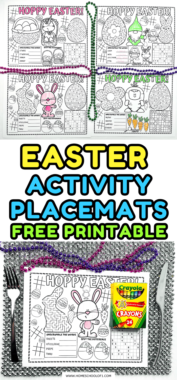 Free Printable Easter Placemats (4 Fun Activity Designs)