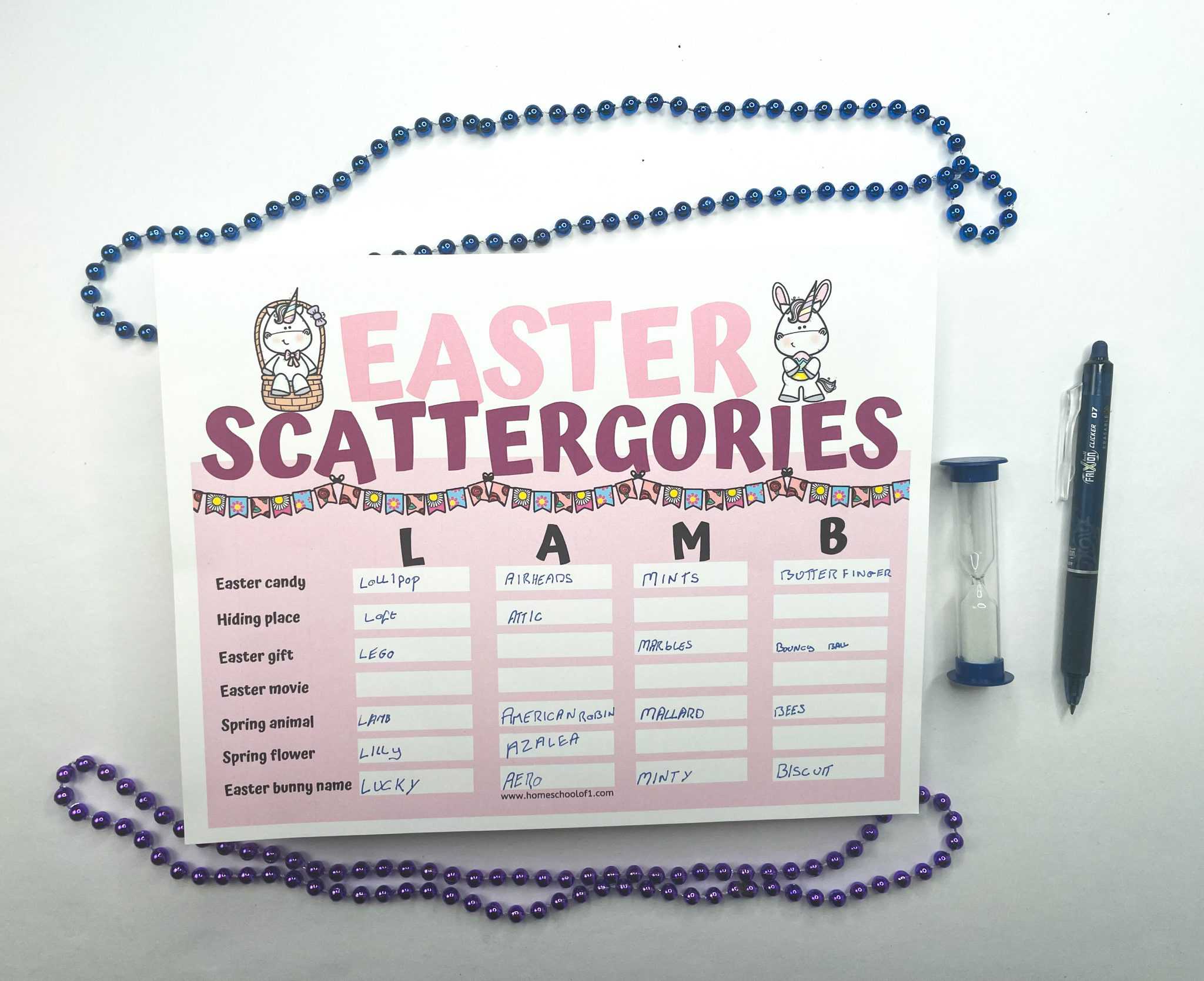 Free Easter Scattergories Game for Kids and Families