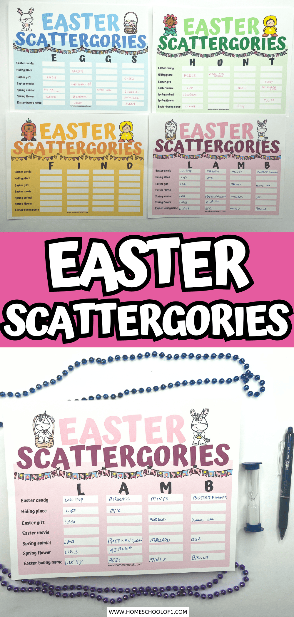 Free Easter Scattergories Game for Kids and Families