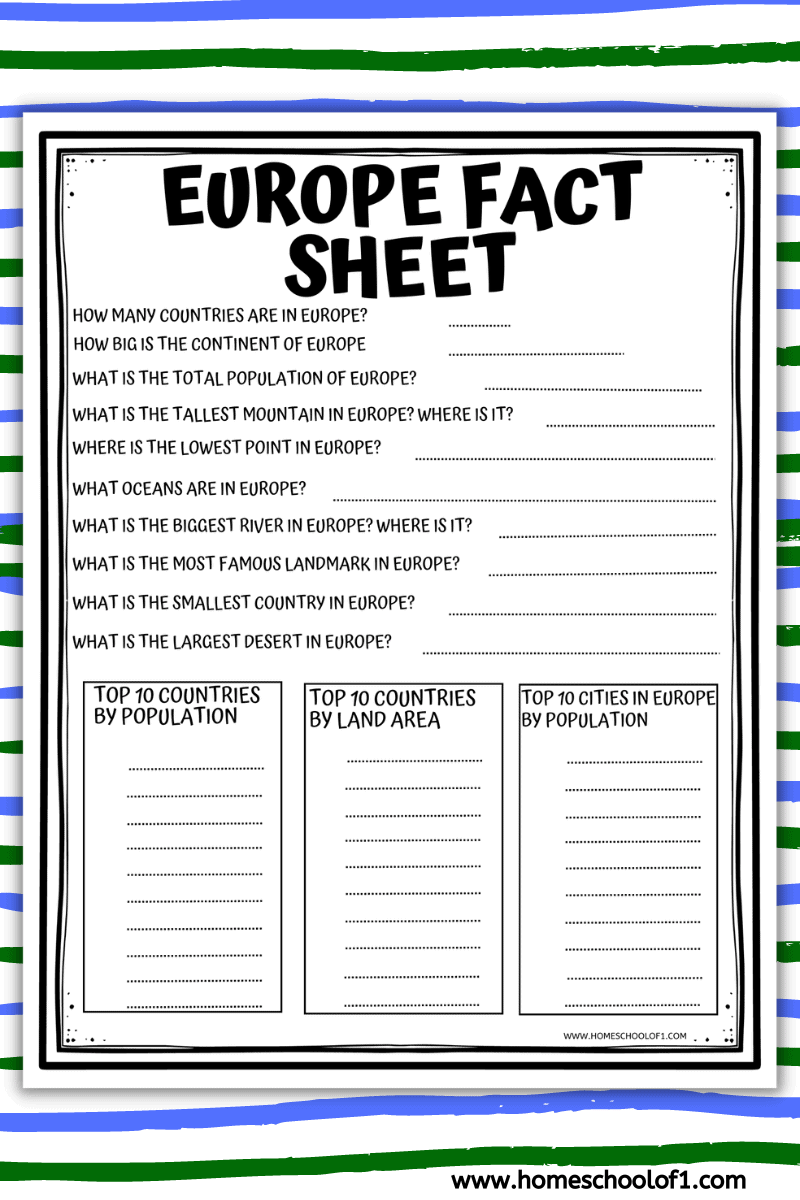 Free Europe Worksheets for Kids to Explore Geography