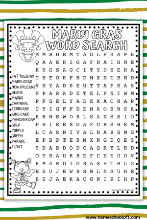 Mardi Gras Word Search (free printable) - Homeschool of 1