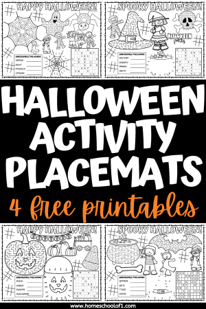 4 Free Halloween Printable Placemats for Table Fun