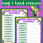 Mardi Gras Word Scramble With Answers (Free Printable)