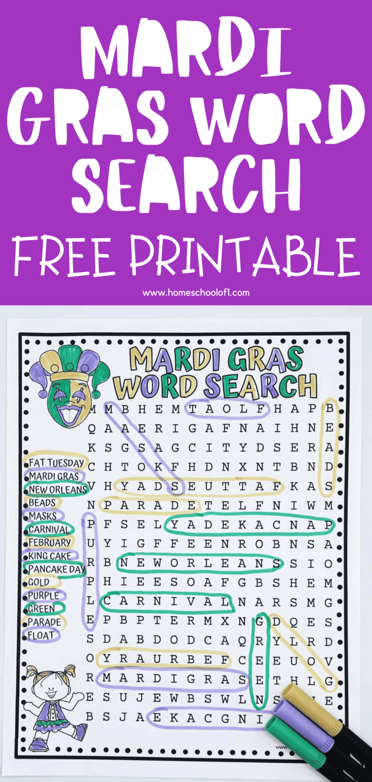 Free Mardi Gras Word Search Printable